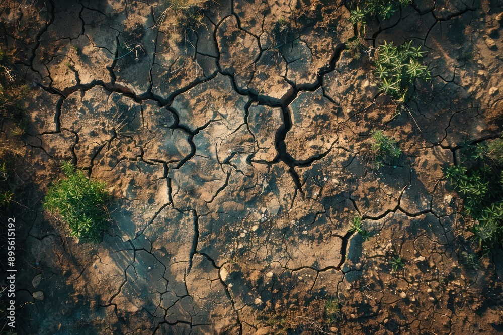 Nature's Fragile Balance: Cracked Earth Clings to Life in the Face of ...