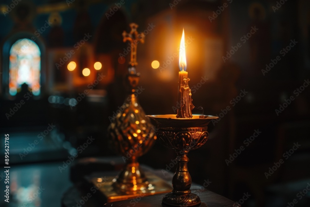 Orthodox Candlelight: Sacred Symbolism in a Dark Iconic Church Setting ...