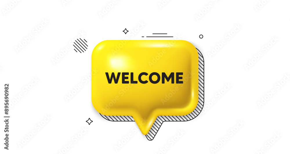 3d speech bubble icon. Welcome tag. Wedding invitation offer. Hello or ...