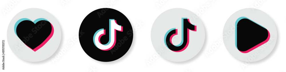 Tik Tok. Tik Tok logo with heart like and play button of tiktok ...