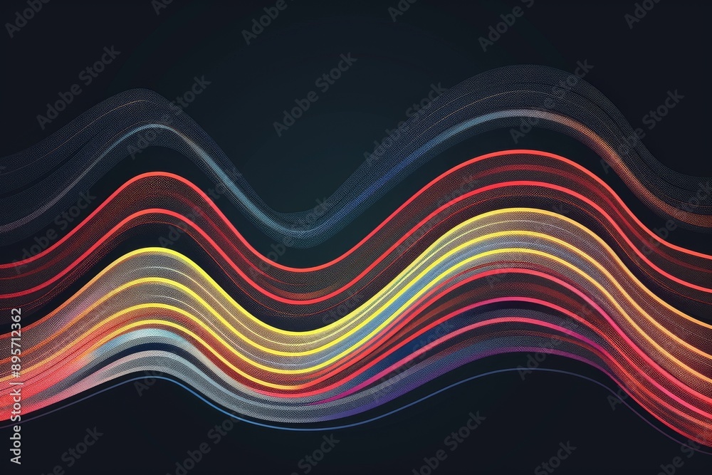 Stylized vintage 3D animation background with mountains, sun and ...