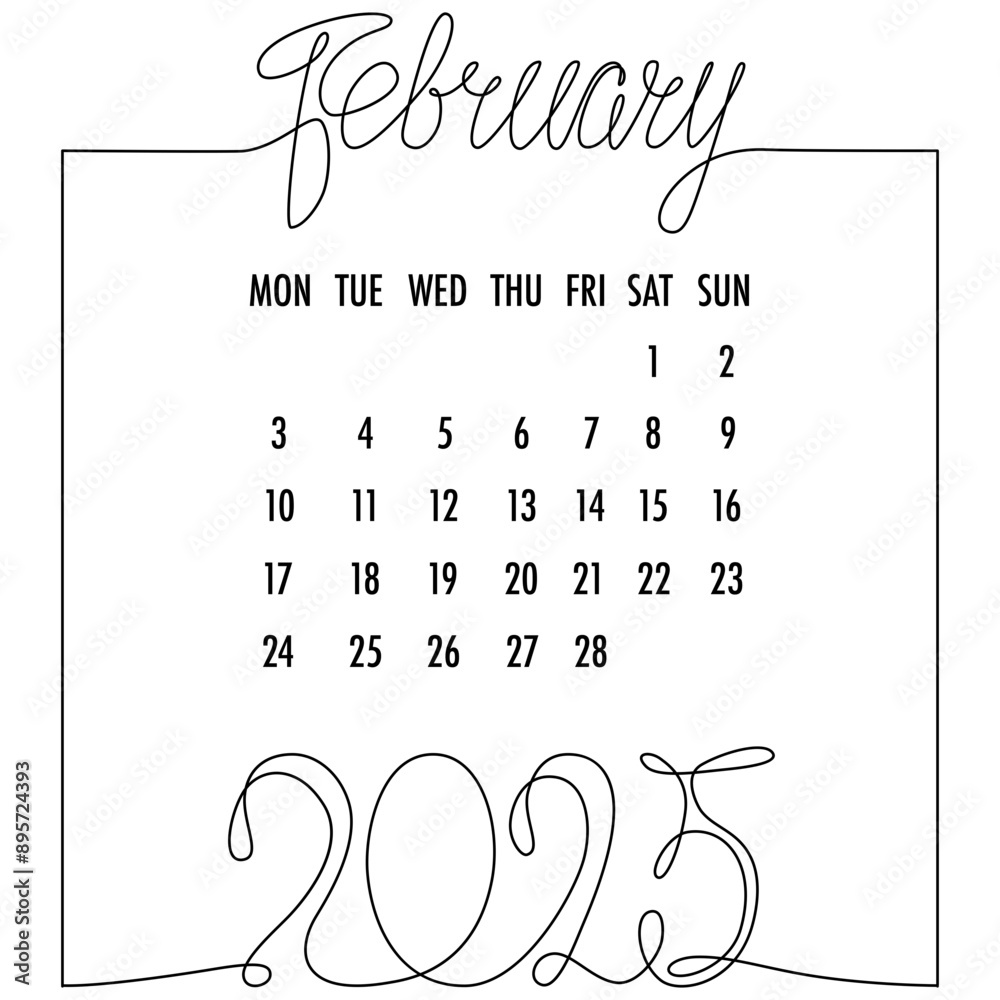 2025 calendar with hand drawing month and year sign in frame for design ...