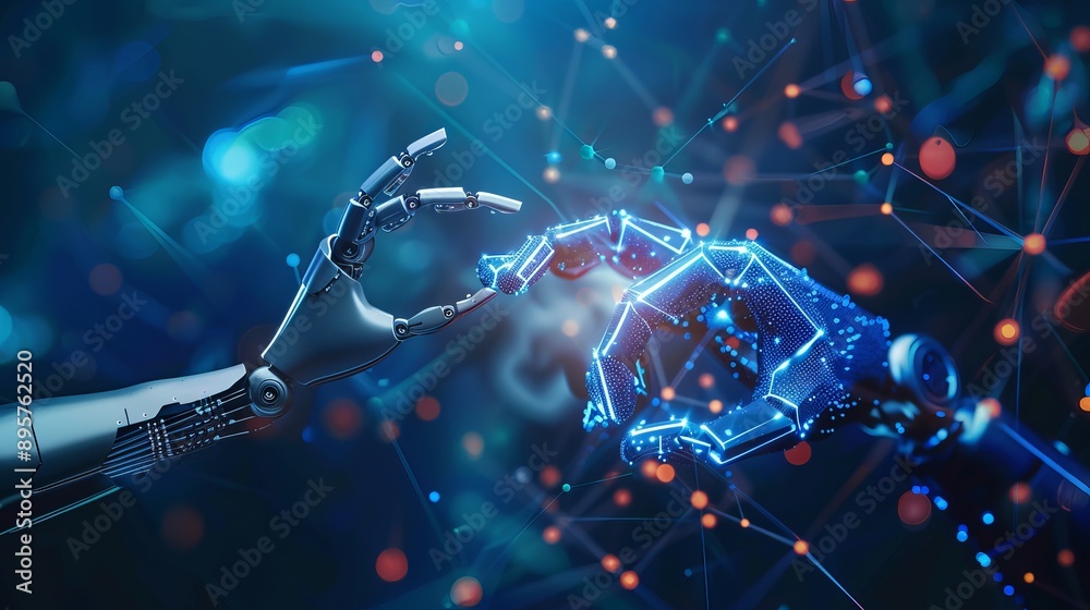 A concept depicting human interaction with an AI virtual assistant ...