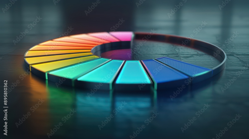 minimalist image of a circular budget chart projected onto a smooth ...