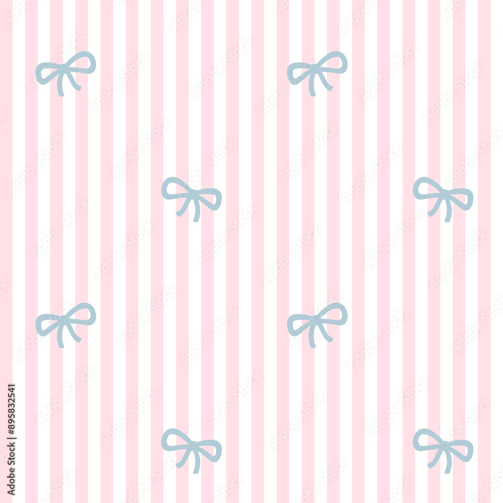 Preppy bow seamless pattern on vertically striped background. Vector ...