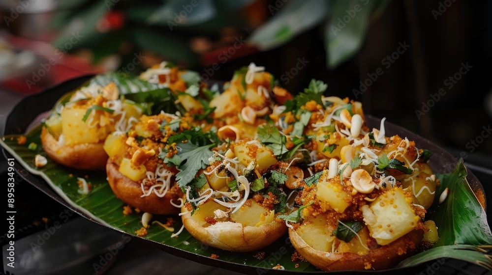 Shev Batata Puri Chaat Aloo Puri Chaat Traditional Indian Street Food ...