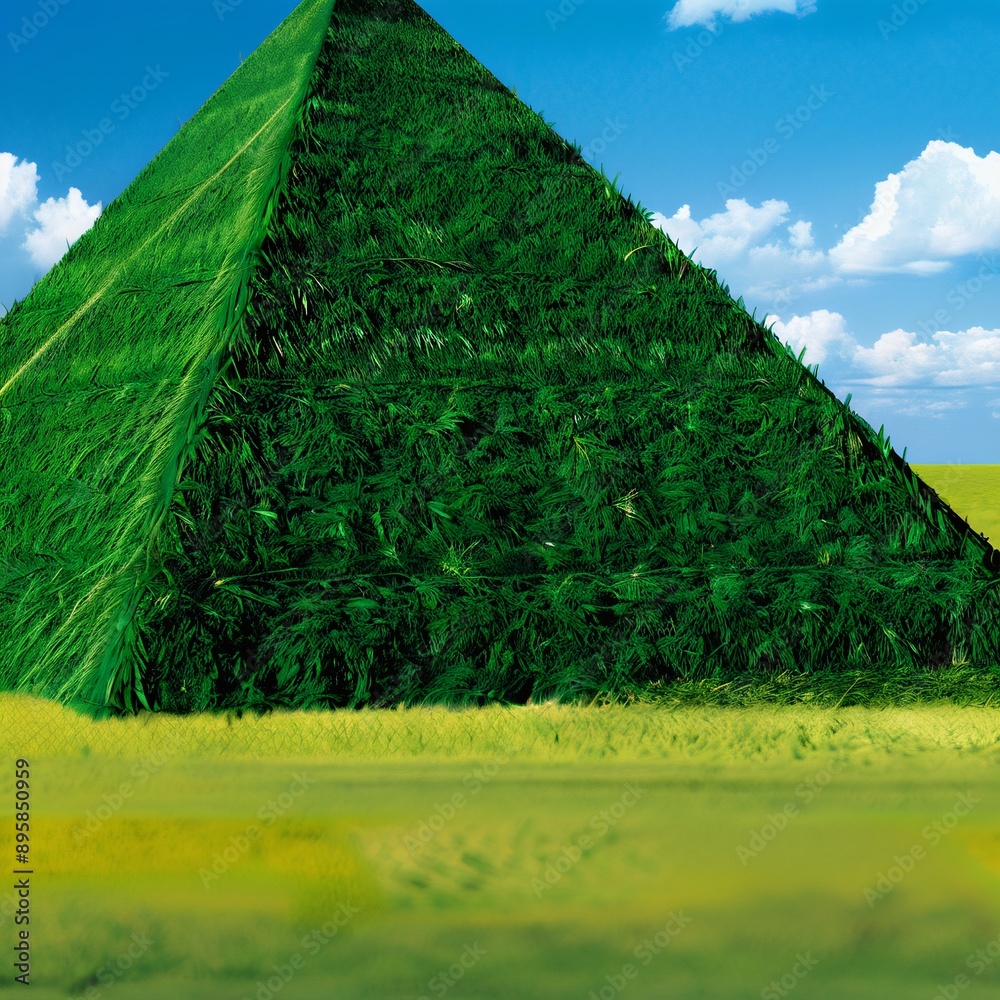 Foto de Stock Fresh Cut Grass Pyramid, Large size grass in front of the ...