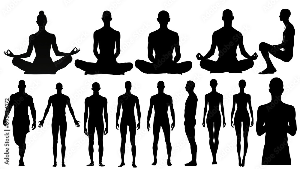 PNG silhouette human full body set, transparent background Stock ...