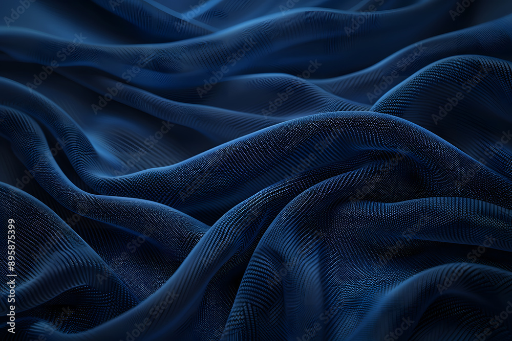 High-Resolution Seamless Texture of Deep Blue Fabric, Abstract Wavy ...