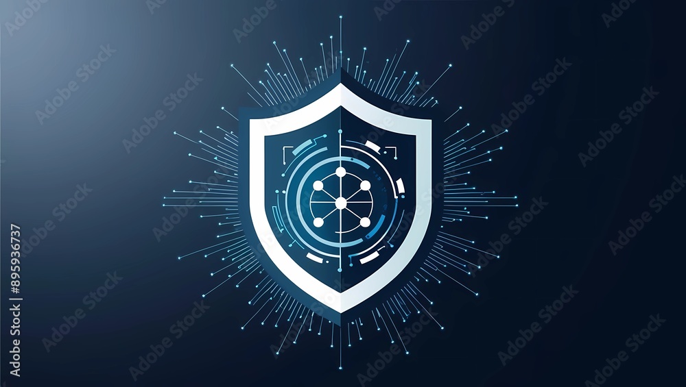 Data Protection: Cyber Security Shield in Dark Blue, futuristic cyber ...