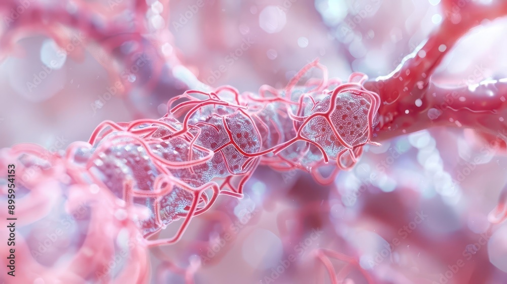 Lung alveoli with capillaries for gas exchange, Gas exchange ...