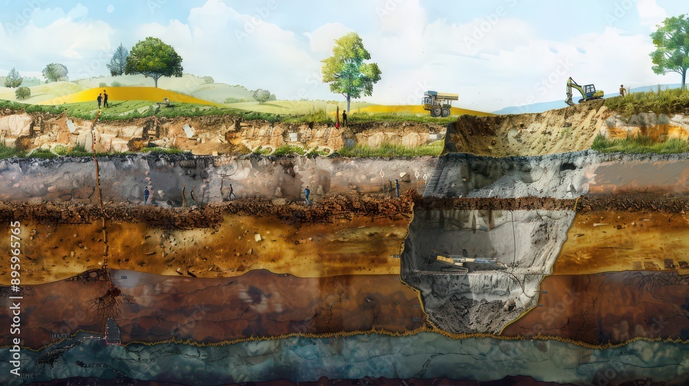 Diagram of a stratigraphic excavation process, illustrating how ...