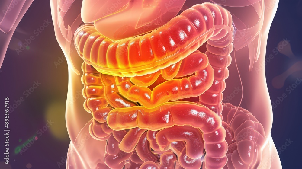 Diagram of an ulcer, showing erosion of the stomach or intestinal ...
