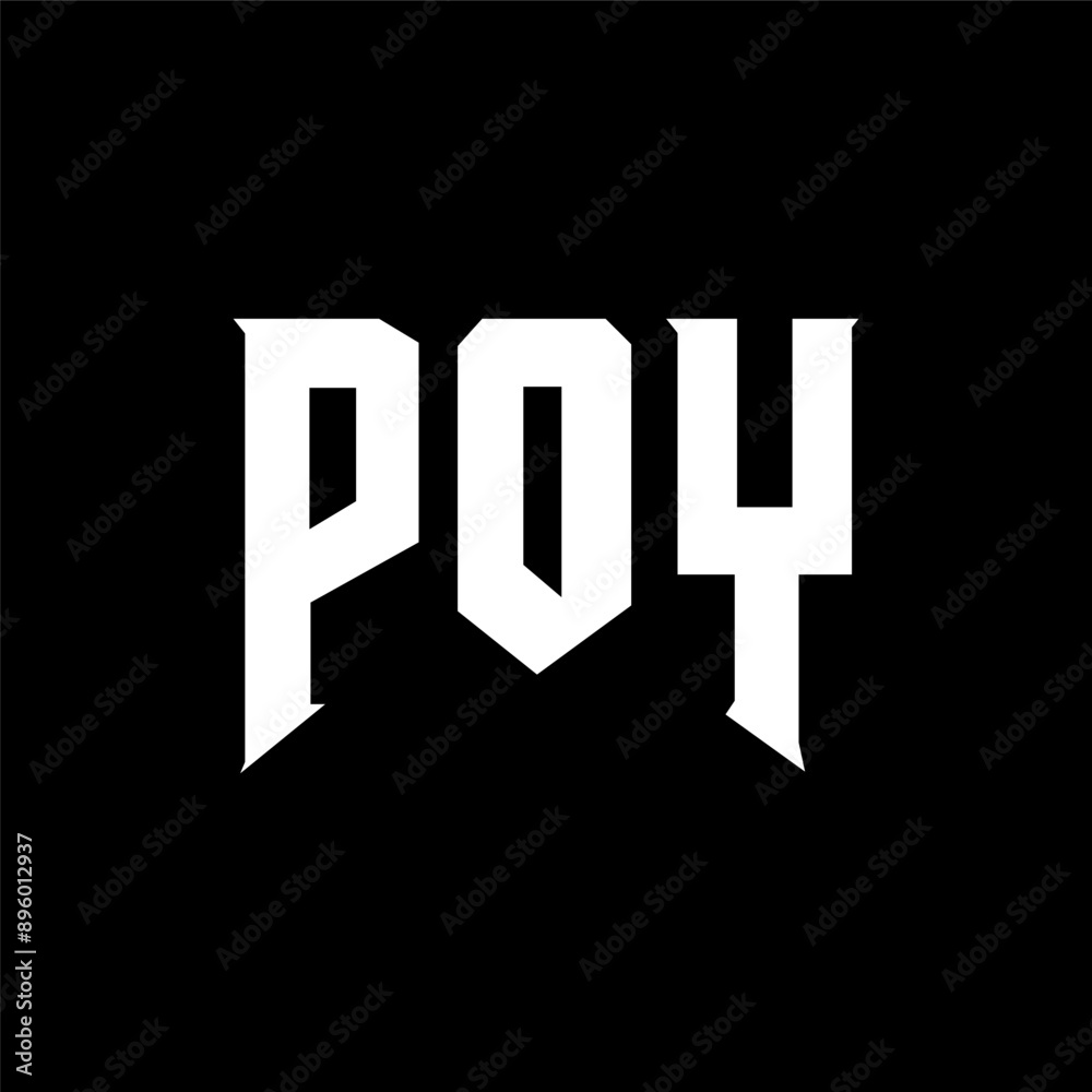 POY letter logo design for technology company. POY logo design black and white color combination ...