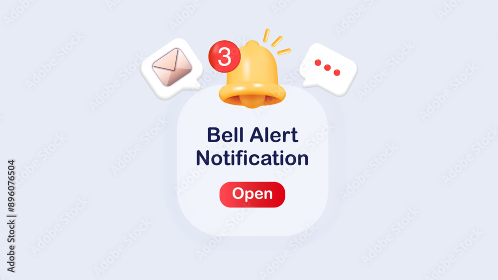 3D Alert Notification Banner with Ring Bell Messages - Ideal for ...