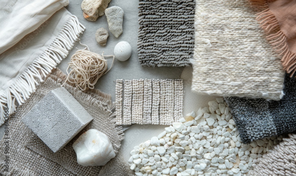 Organic Modern Decor Materials: Close-up of Textured Elements on ...