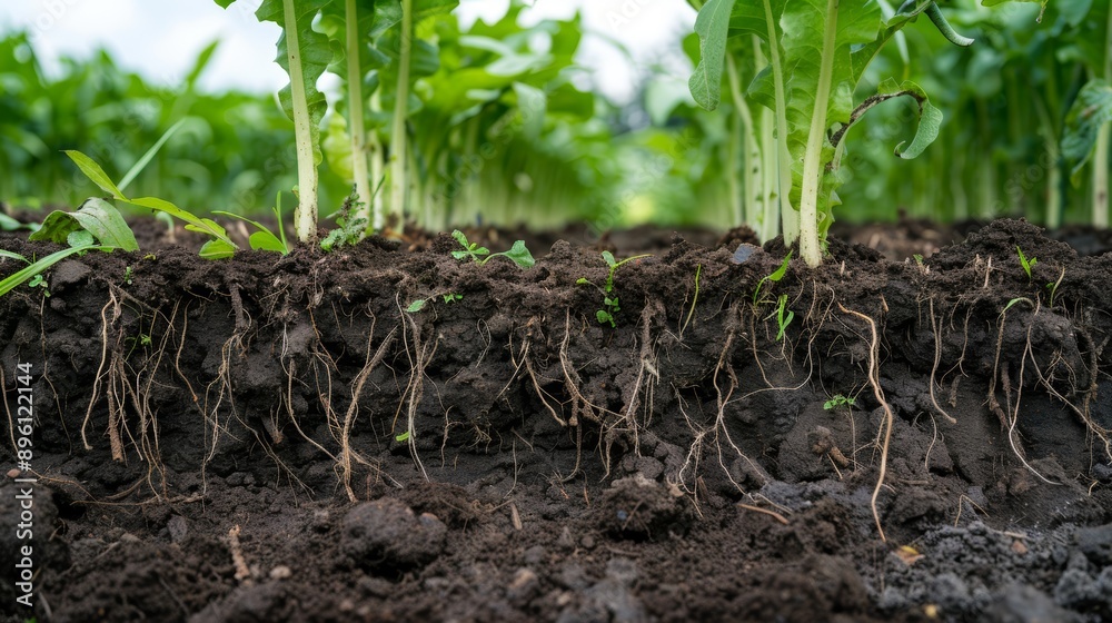 ภาพถ่าย Stock Soil Profiles Comparison: Impact of Deep Tillage on ...