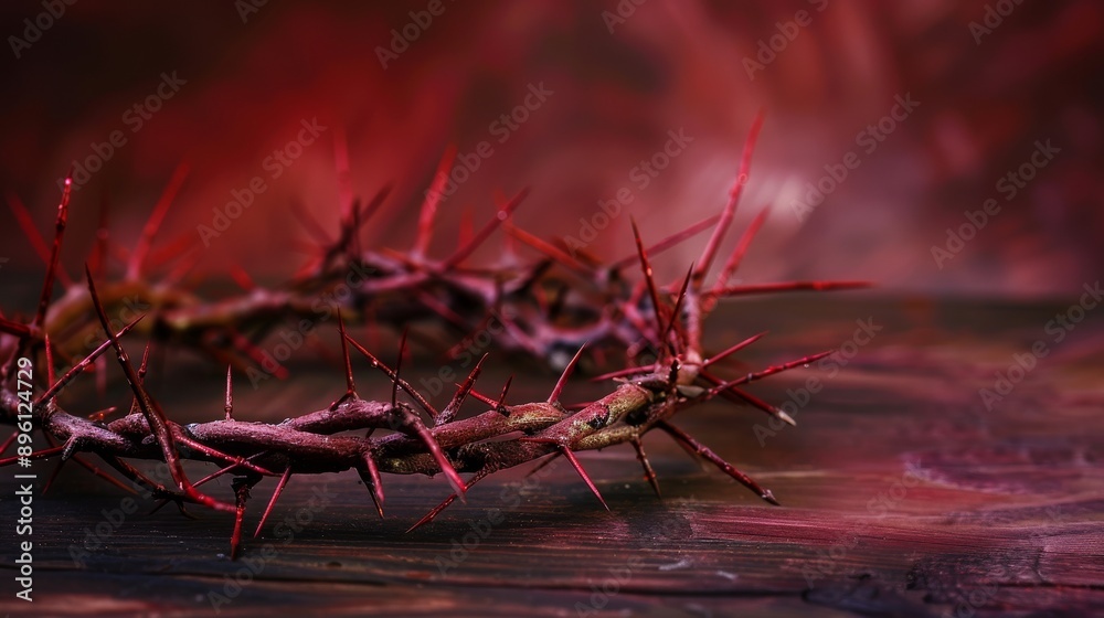 Symbolizing Jesus' suffering and trials, the crown of thorns and crown ...