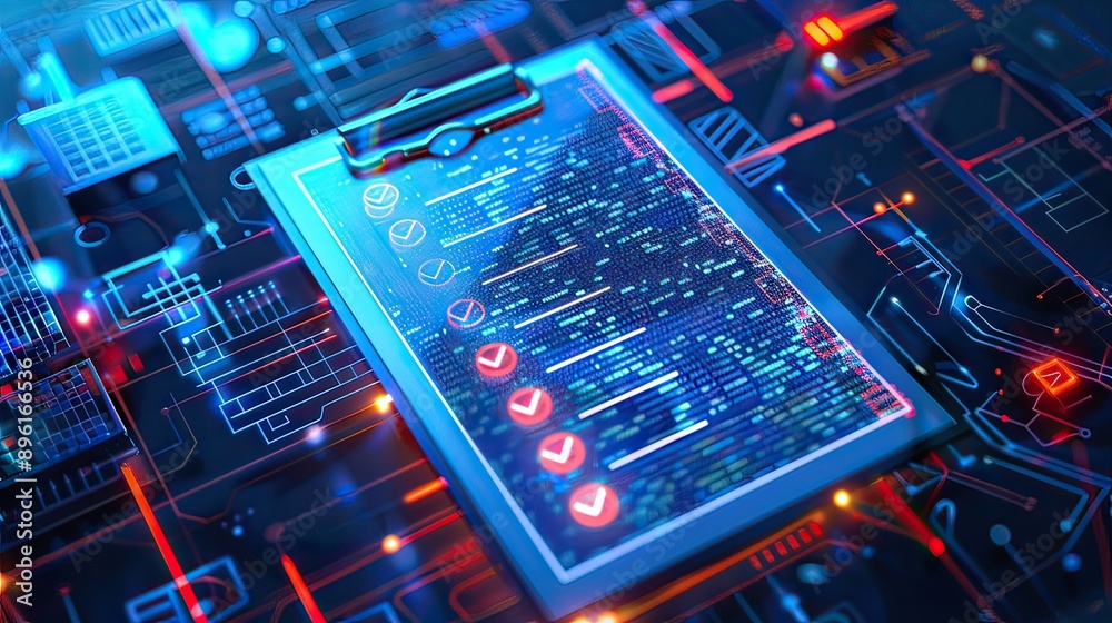 Cybersecurity Audit Checklist on Digital Circuitry Stock Photo | Adobe ...