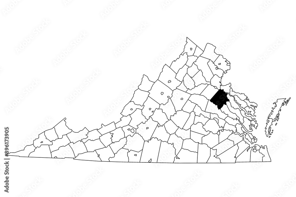 Map of Caroline County in Virginia state on white background. single ...
