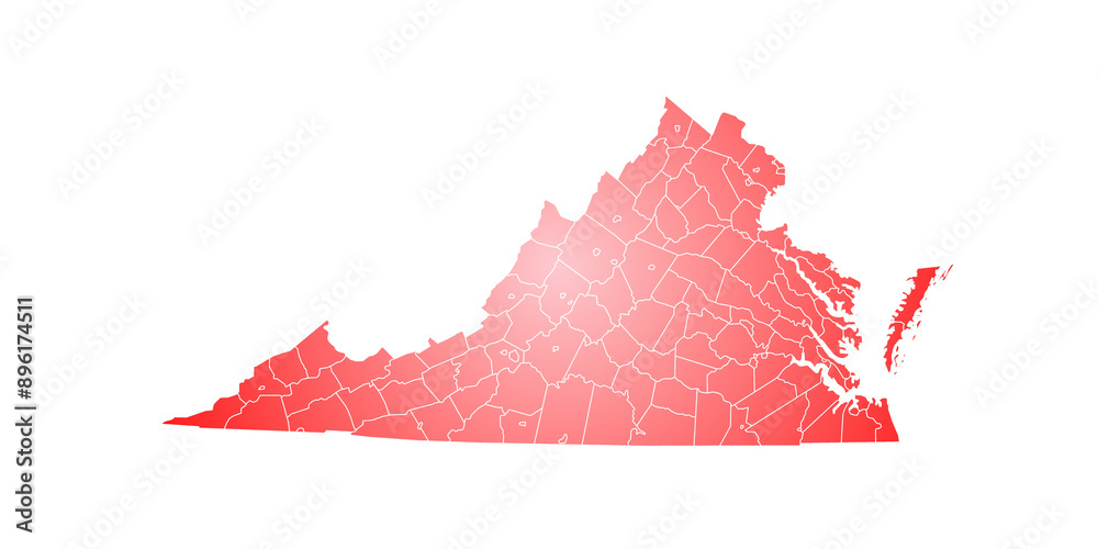 Virginia administrative map. counties map of Virginia with color, blank ...