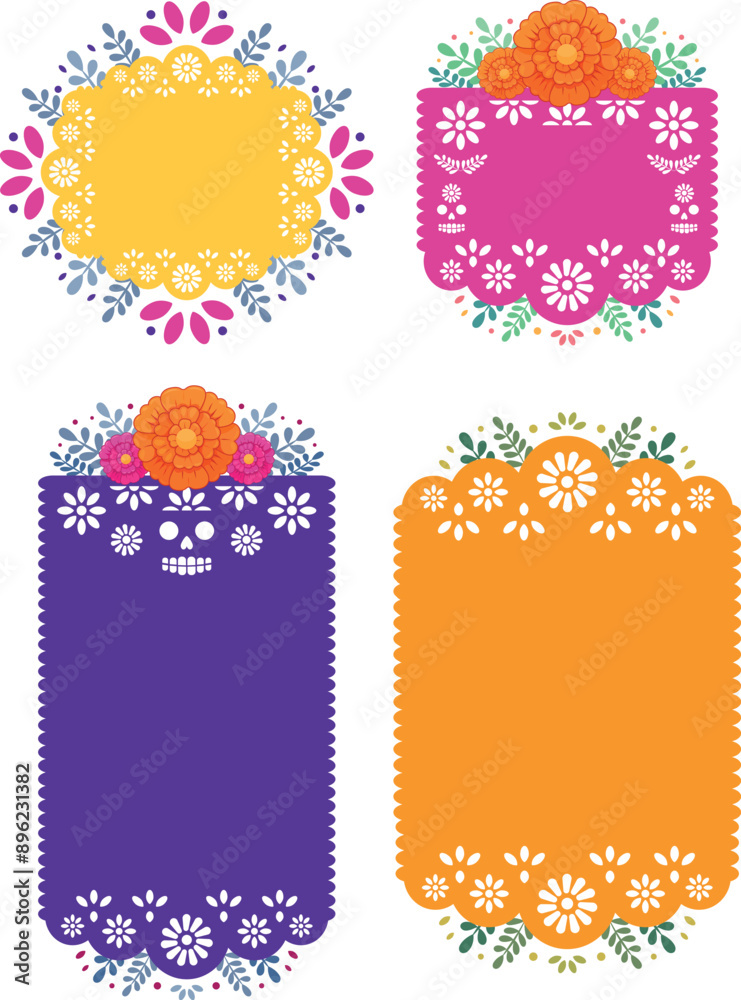 Image vectorielle Stock Marco o envolvente de papel picado colorido con ...