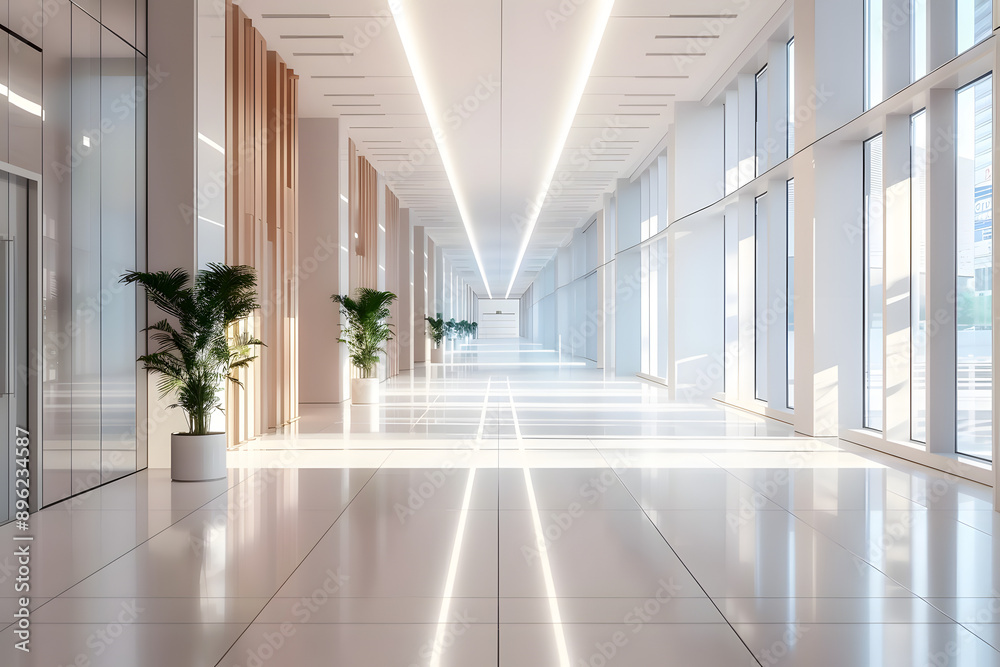 Modern empty foyer or office corridor with sleek clean layout. Idea ...