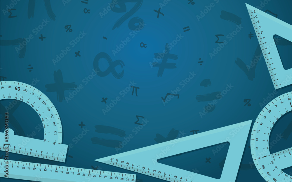 Math Design Layout - Mathematics Layout with Types of Rulers on Blue ...