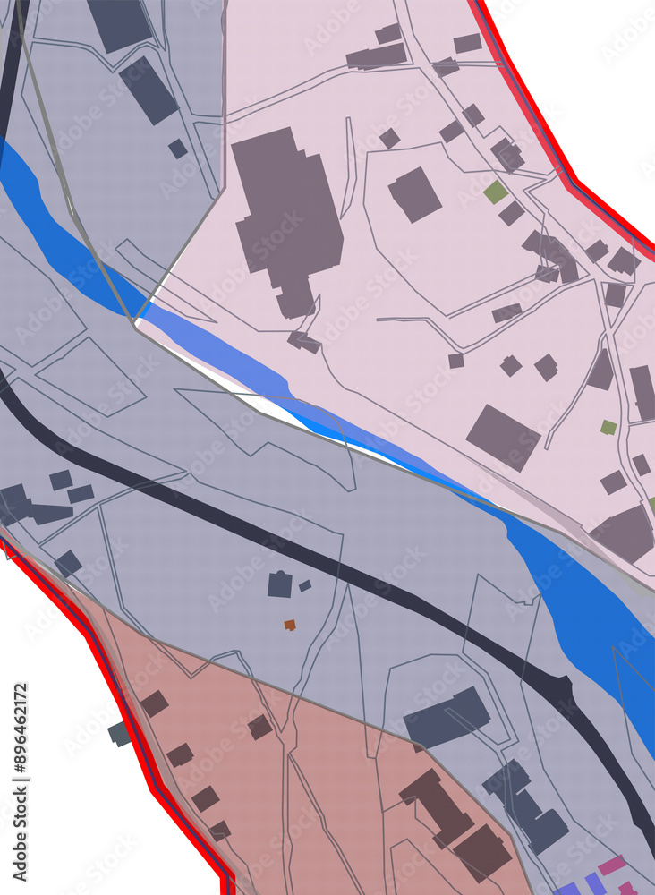 General Urban Plan with urban destinations, roads, buildable areas and ...