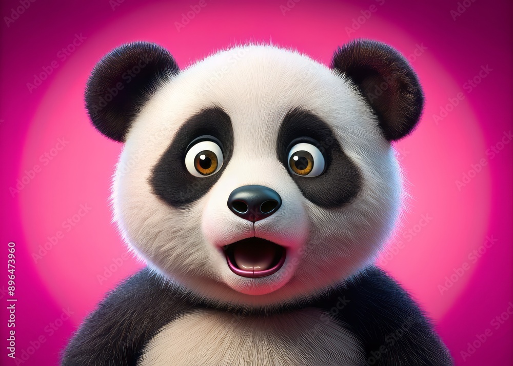 Adorable shocked panda with enormous eyes and cute surprised face ...