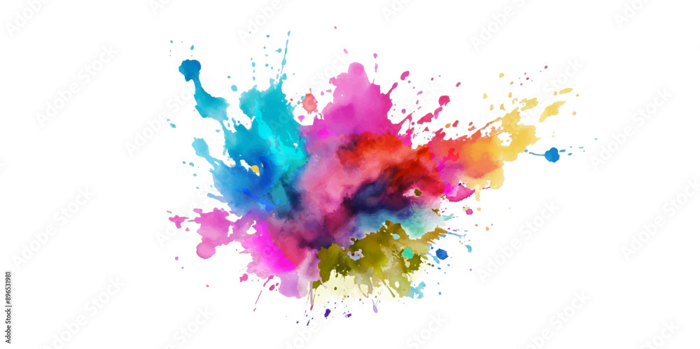 Vector de Stock Bright colorful watercolor splash splatter stain brush ...