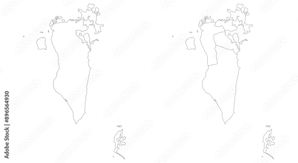 Bahrain map. Map of Bahrain in white set Stock Vector | Adobe Stock