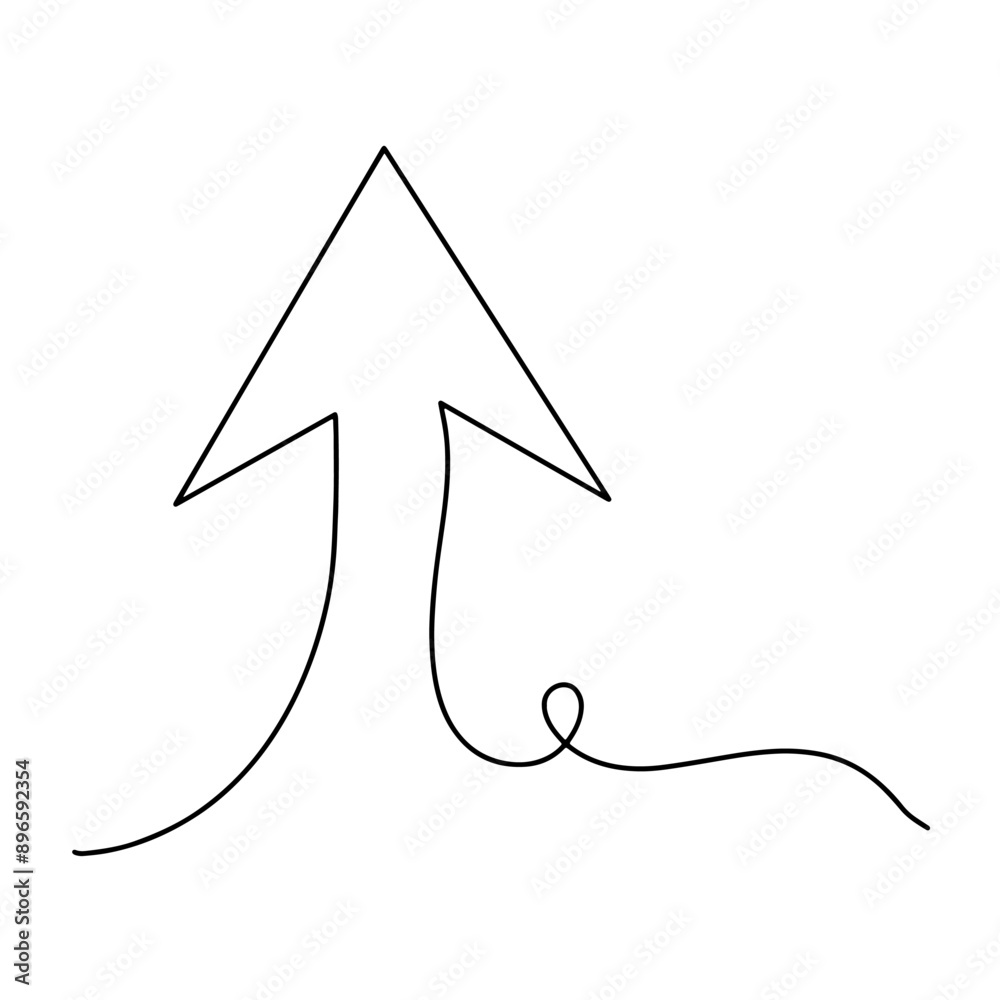continuous line drawing of growth arrow icon isolated on transparent ...