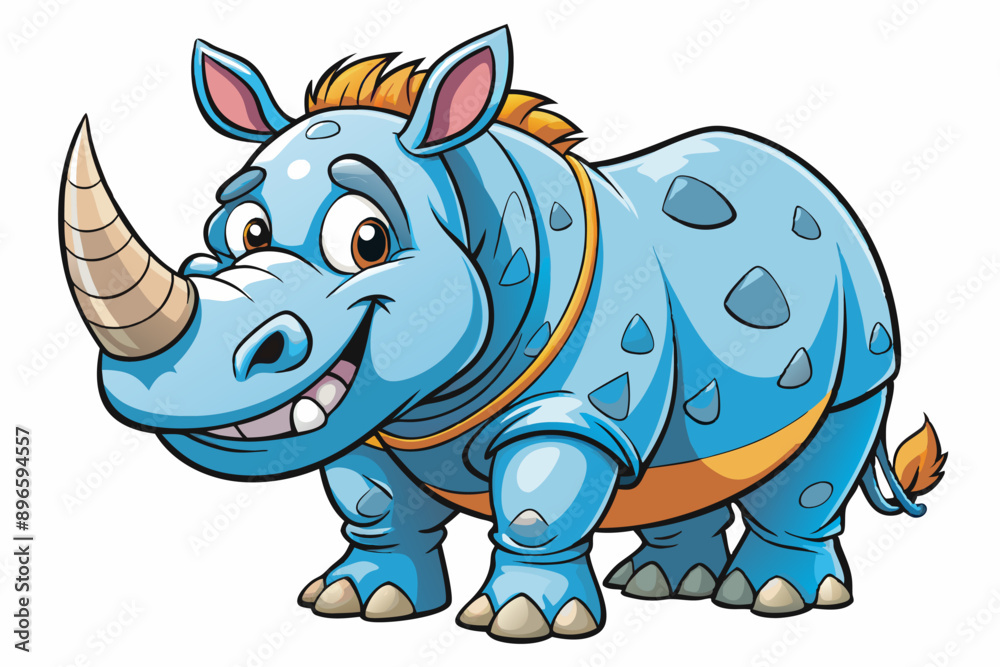 Funny Rhino Vector Illustration Cartoons, Clipart, and Line Art Design ...