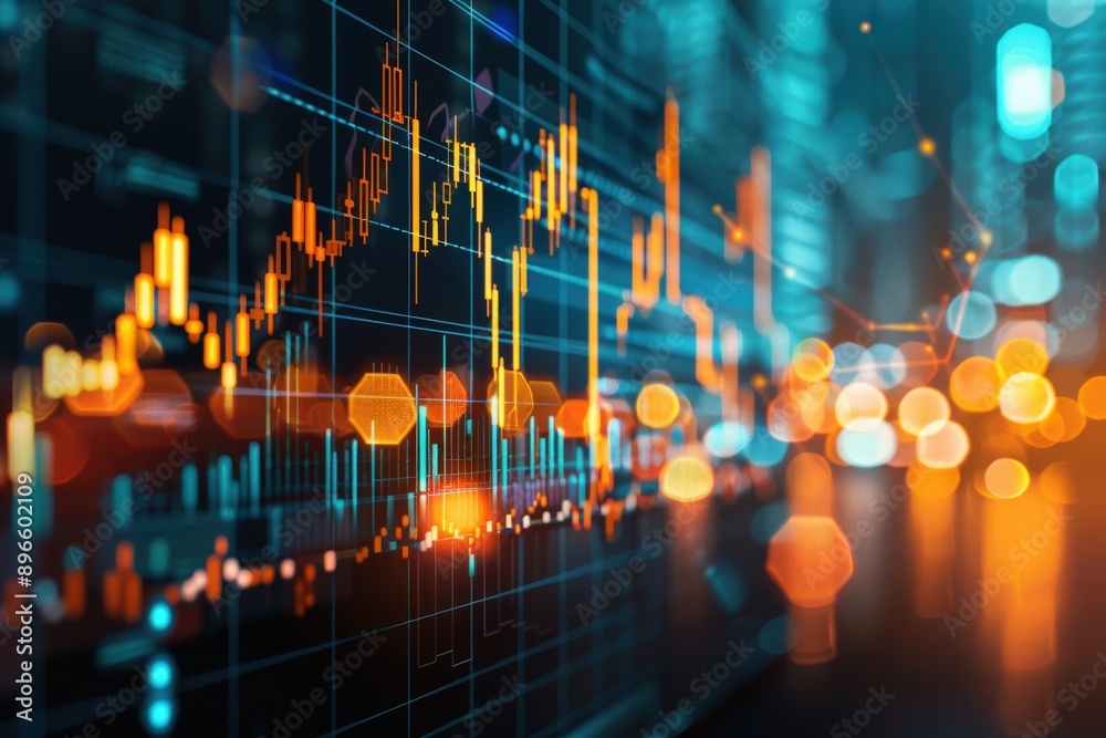 Dynamic financial graph with vibrant colors illustrating data trends ...