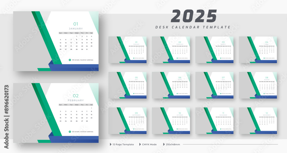 Desk calendar 2025 planner template, corporate desk calendar schedule 2025 monthly planner ...