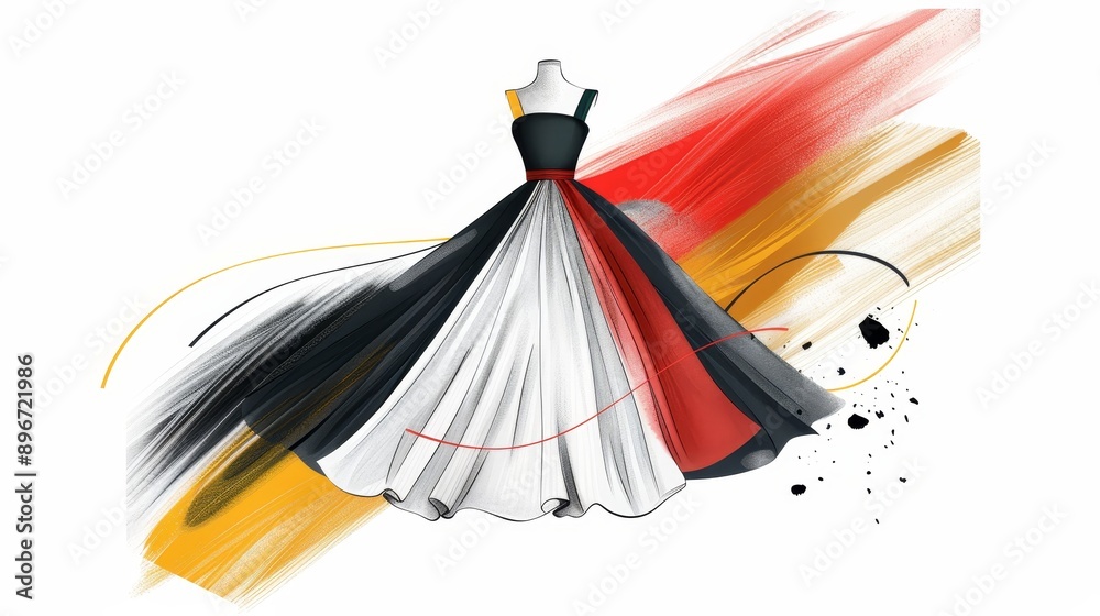 Hand-drawn dress design, presenting a fusion of modern fashion and ...