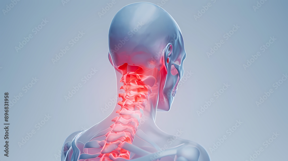 Neck Pain Anatomy Illustration: A detailed medical illustration ...
