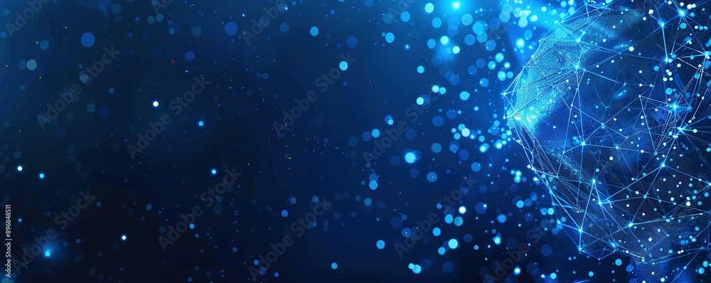 Abstract digital background with blue lines and dots forming the shape ...