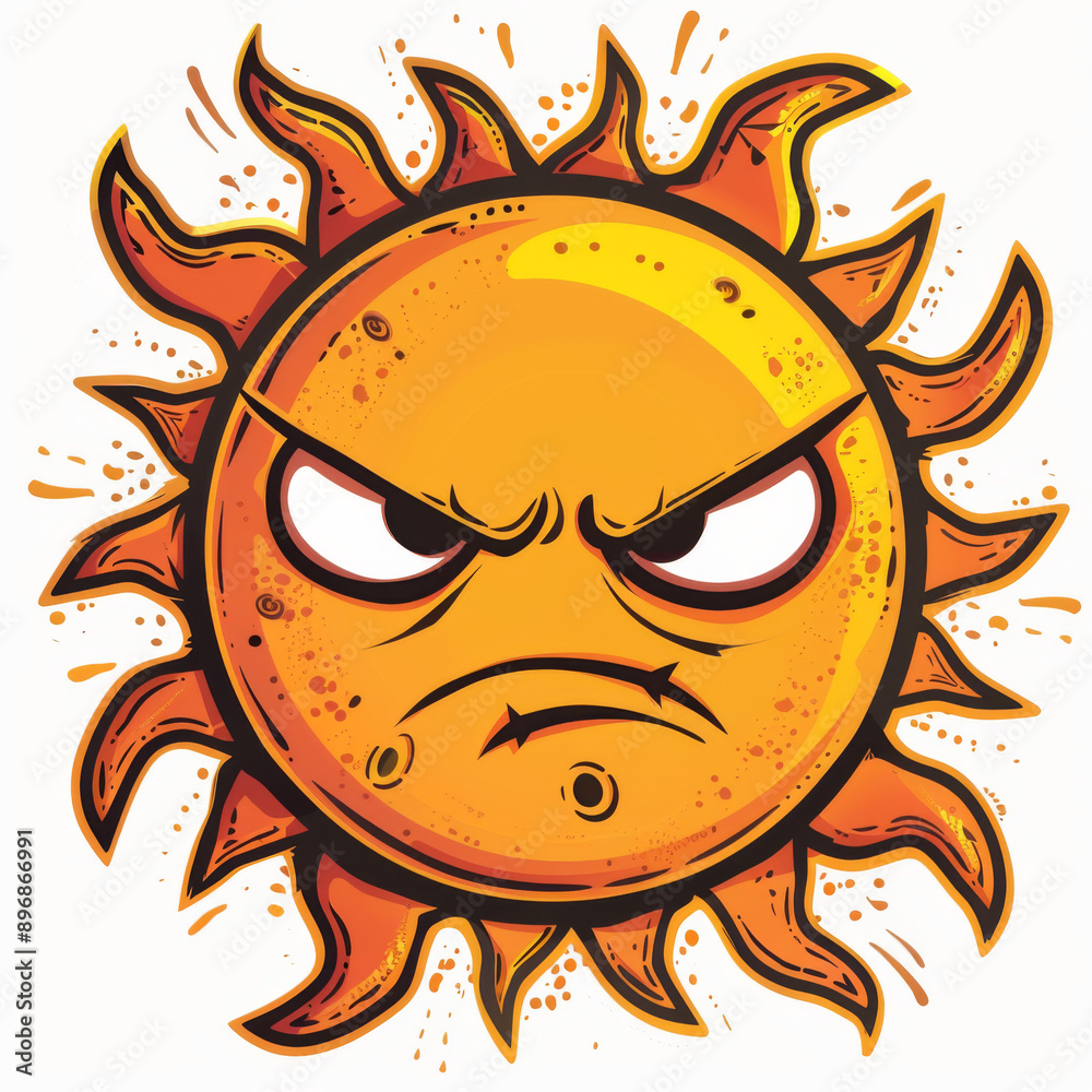 Angry cartoon sun Stock Photo | Adobe Stock