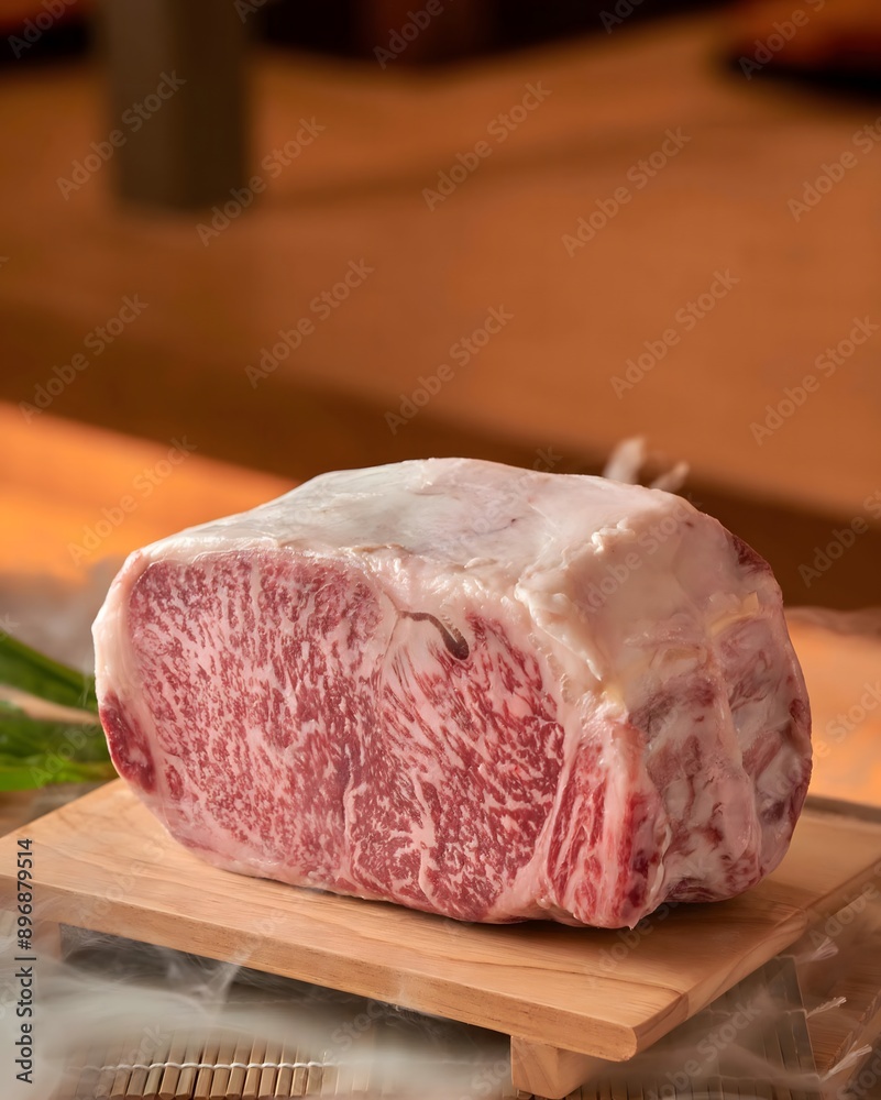 Butcher process cutting ribeye wagyu beef in the slaughterhouse Stock ...