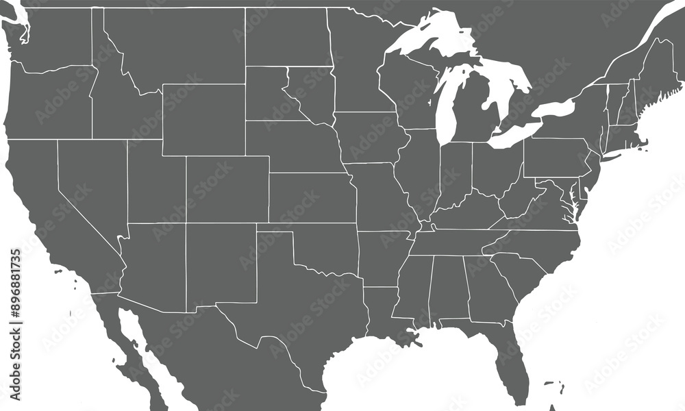 Political Map of USA isolated on white background. for website layouts ...