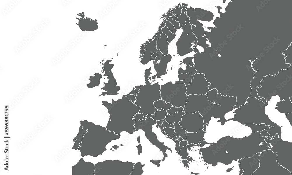 Political Map of Europe isolated on white background. for website ...