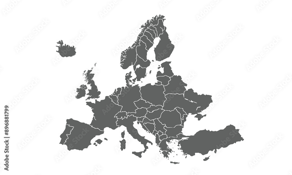 Political Map of Europe isolated on white background. for website ...