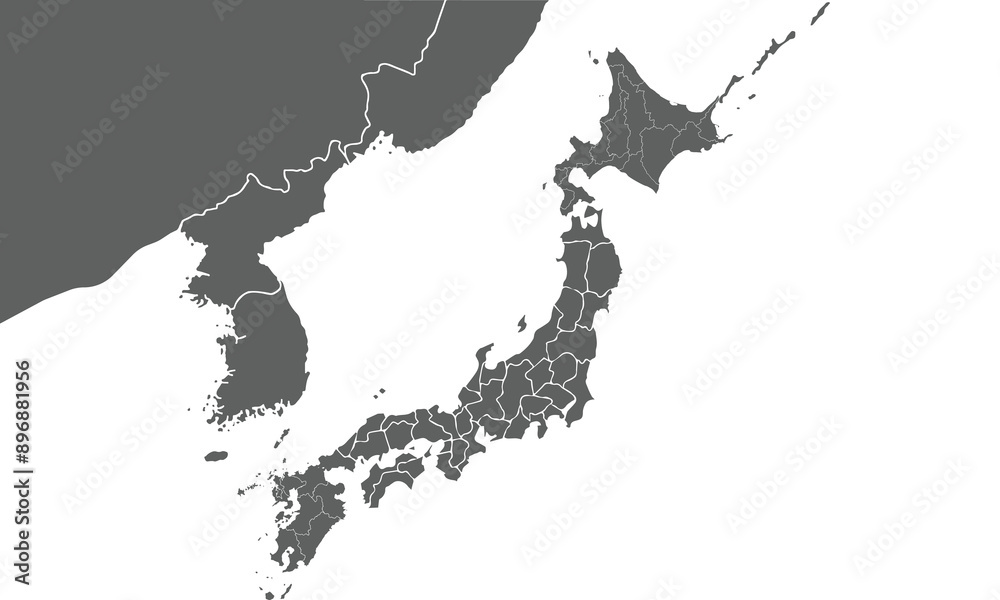 Political Map of Korean and Japan isolated on white background. for ...