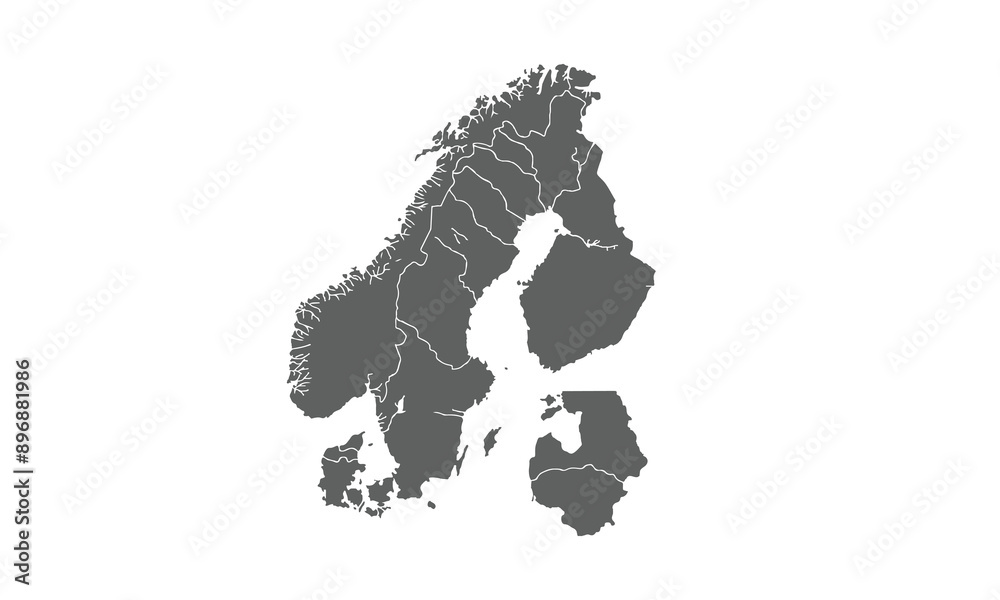Political Map of scandinavia isolated on white background. for website ...