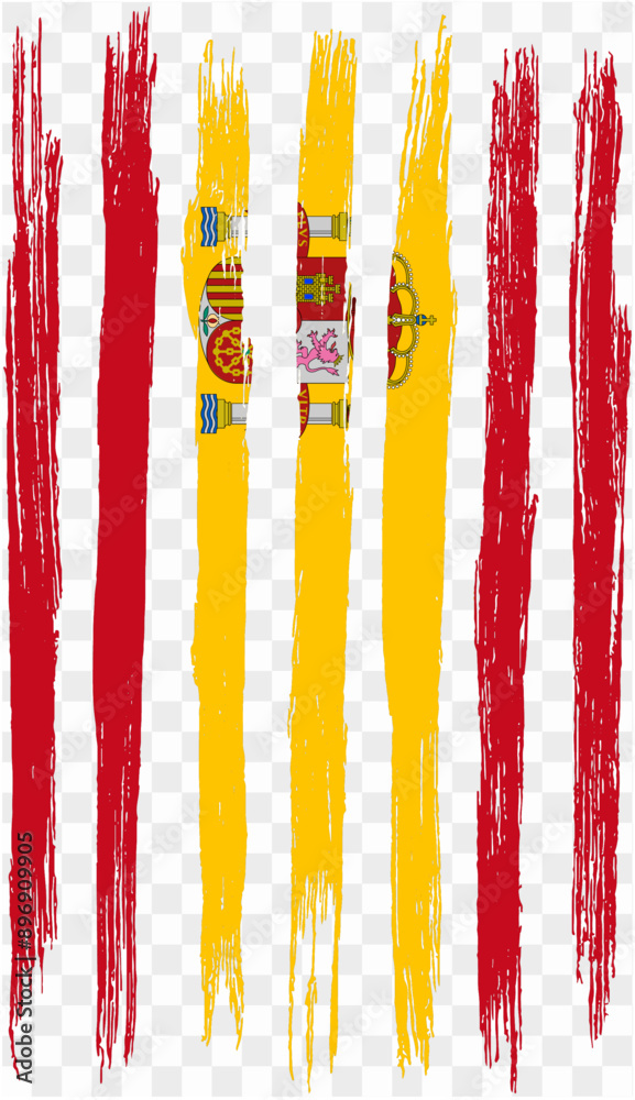Spain flag brush paint textured isolated on png or transparent ...