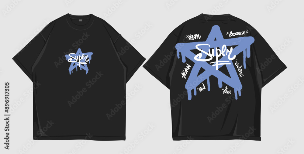 Design street wear, mockup t shirt oversize front and back Stock Vector ...