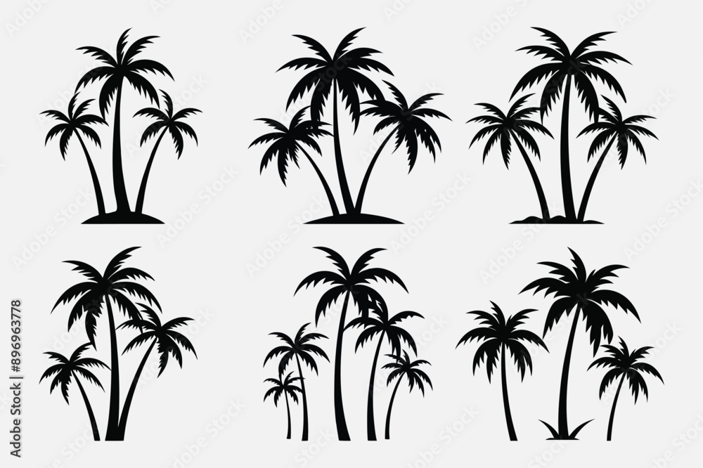 palm tree line art silhouette vector palm, tree, vector, line, art ...