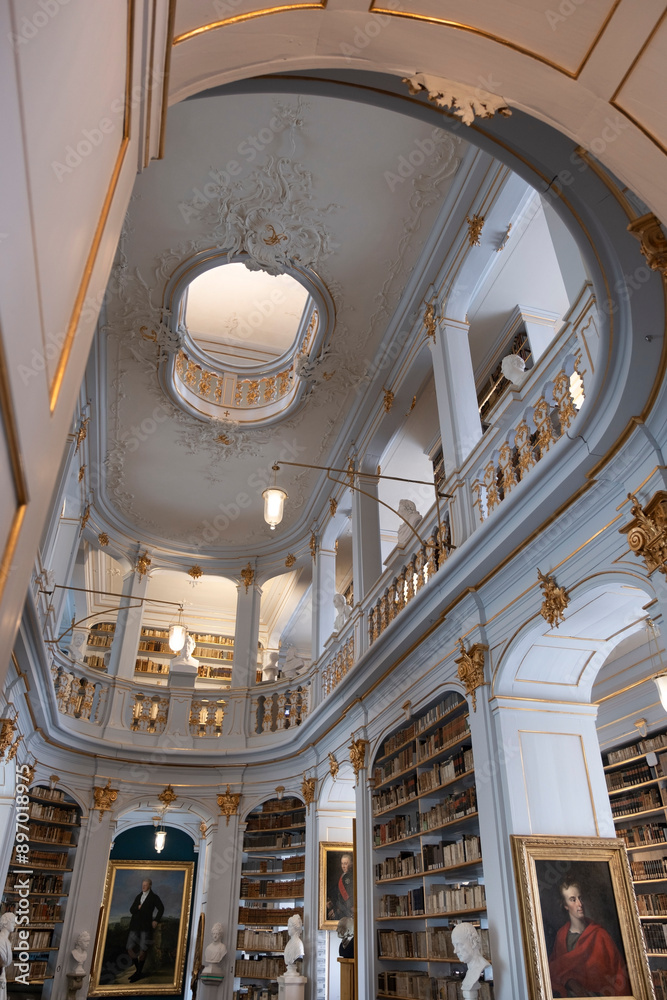 Interior Duchess Anna Amalia Library with Rococo hall, central aisle in ...